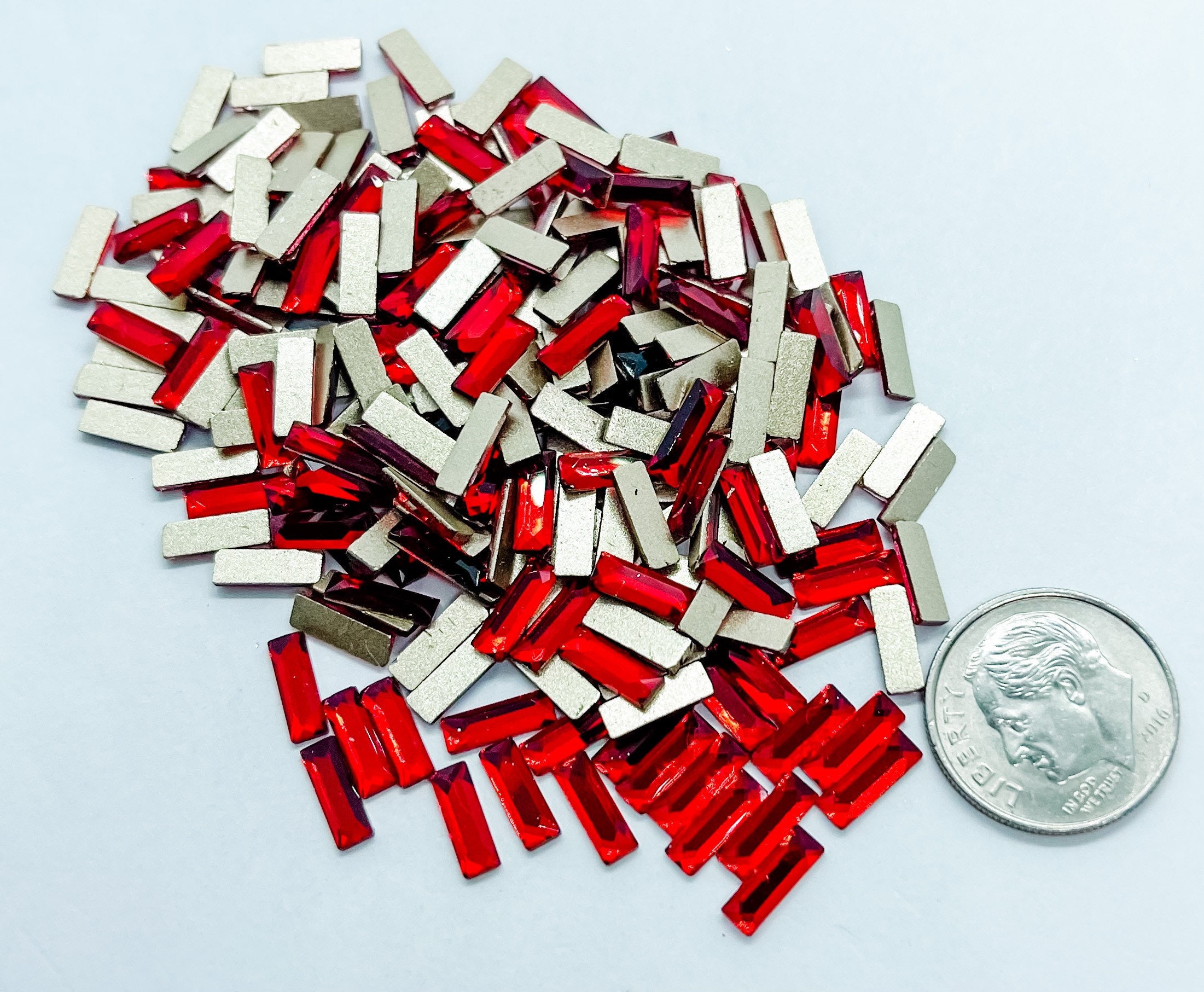 2.5x8MM Siam Red Stick Long Rectangle Shape Shaped Flatback | Etsy