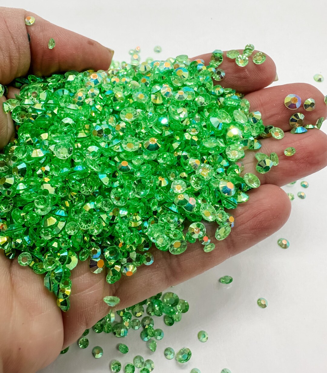 3MM 4MM 5MM Mix Translucent Light Green AB JAR Resin Jelly Rhinestone ...