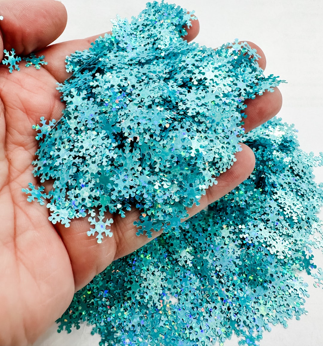 Light Blue Holographic Snow Flake Snowflake Winter Christmas Fun Party ...