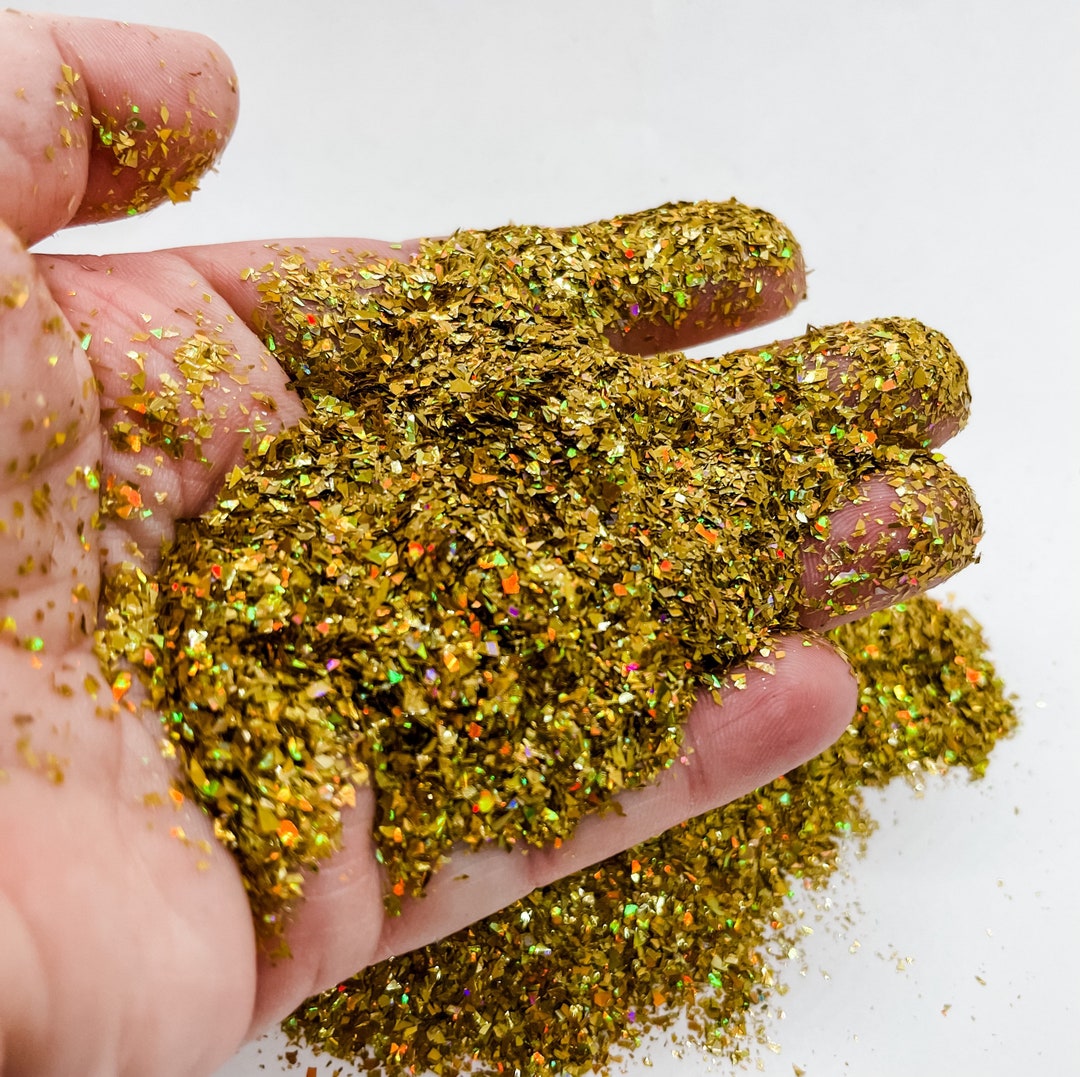 Shattered Gold Golden Holographic Poly Glitter Mix for Glitter Epoxy ...