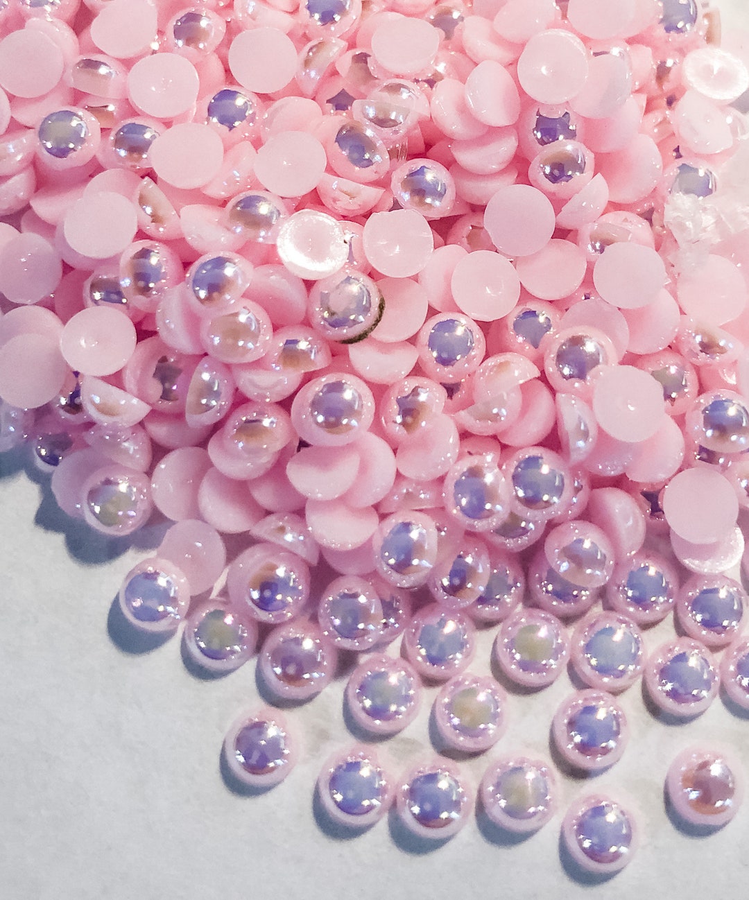 Light Pink AB Half Round Pearl Pearls Non Hotfix Flatback Flat Back 3MM ...