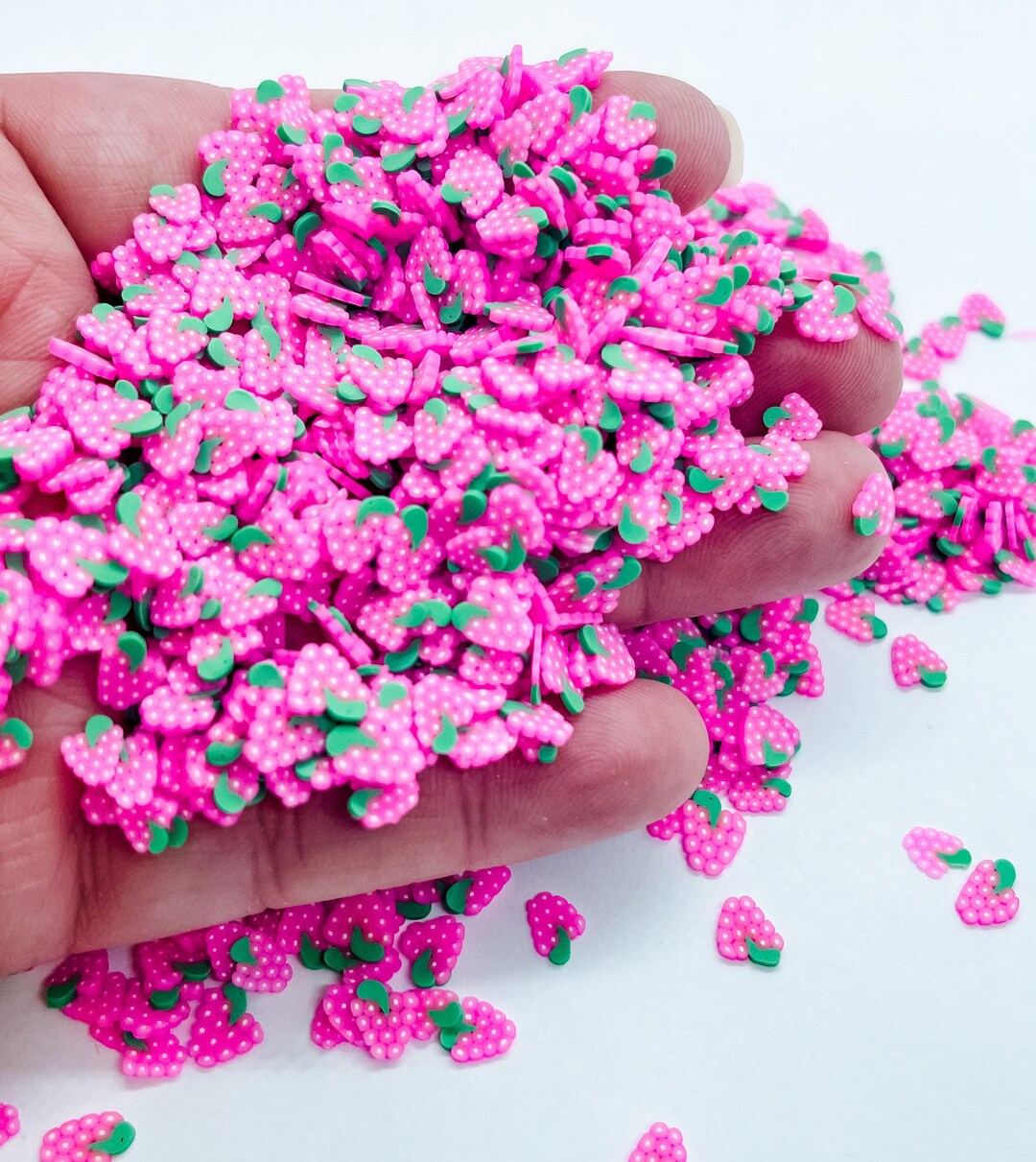Red Pink Raspberry Raspberries Fruit Sprinkle Slime Polymer Clay Slice ...