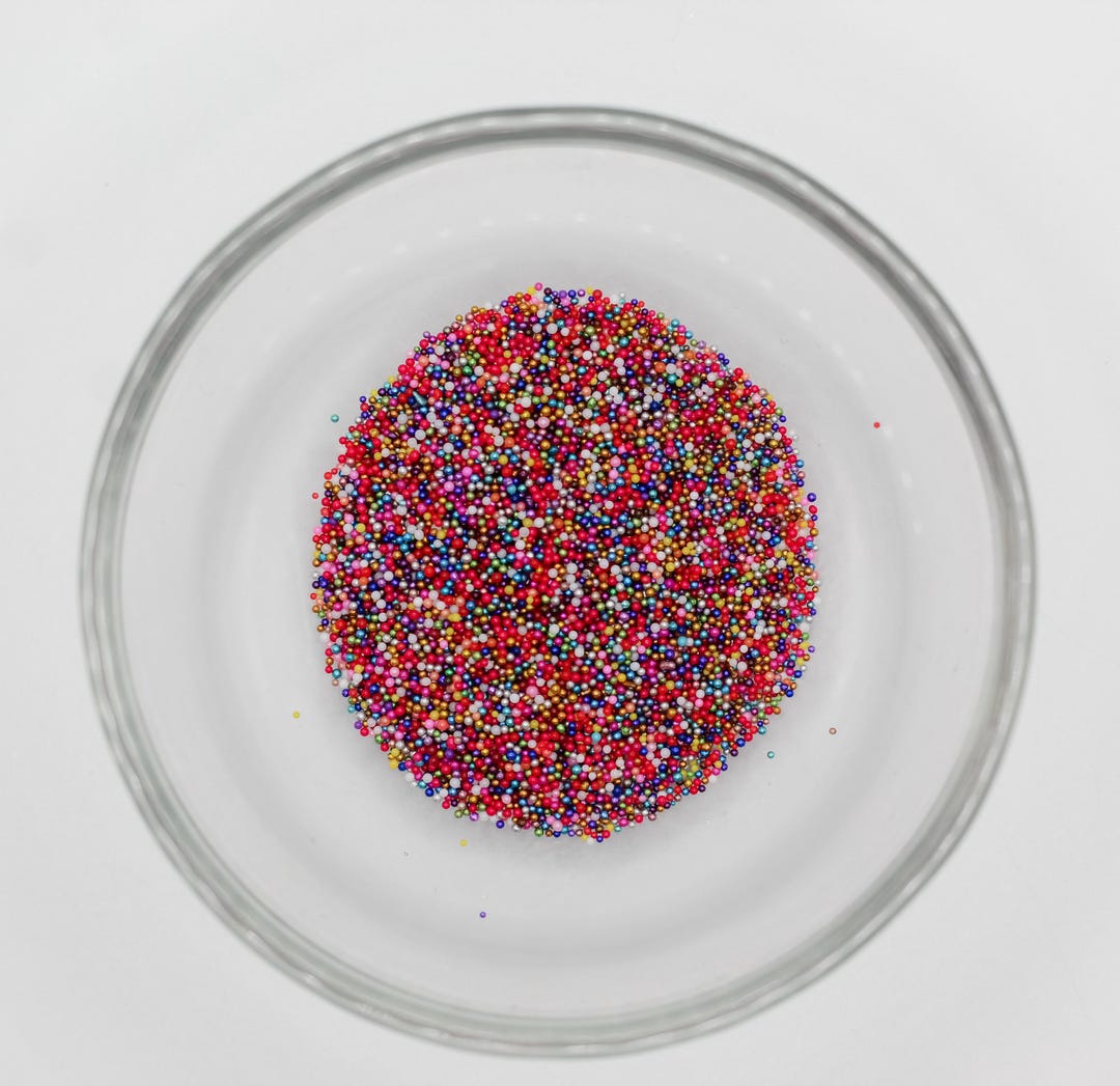 Mixed Color Glass Micro Beads for Nail Art, Pixie Mini, 5 Gram Jar, 1MM ...
