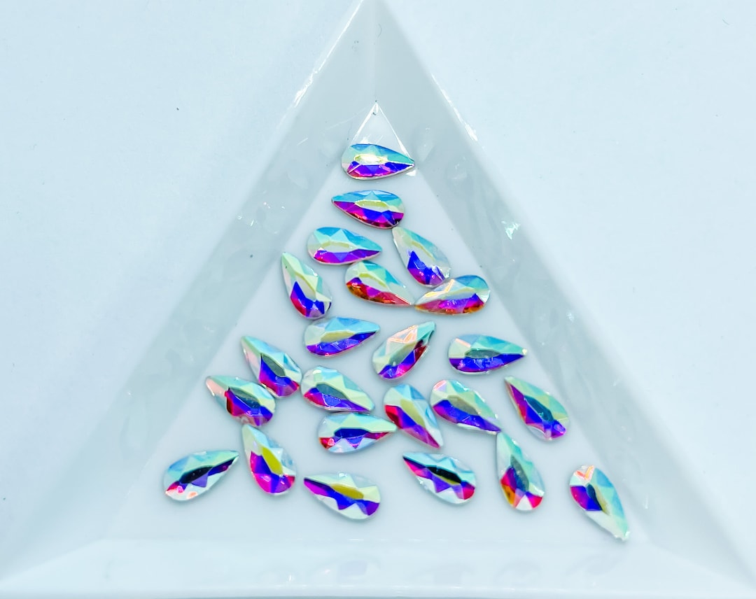 Crystal AB Aurora Borealis 4x8mm Teardrop Drop Shape Shaped Flatback ...