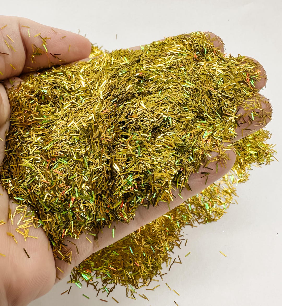 Gold Holographic Iridescent Shatters Shreds Tinsel Strips Poly Glitter ...
