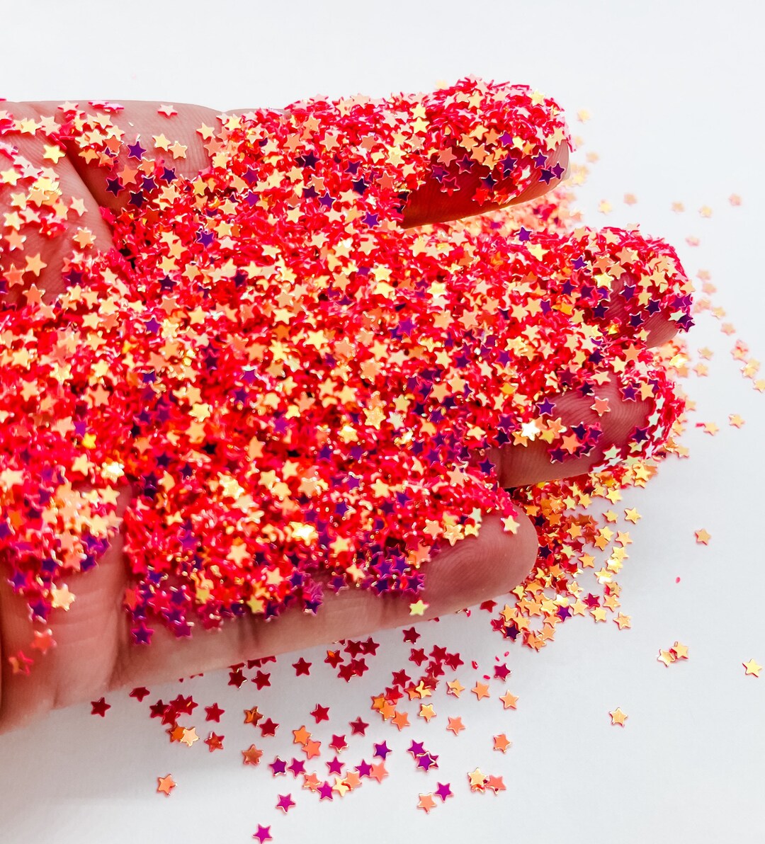 Orange Red Golden Iridescent Star Stars Fun Party Confetti Chunky Poly ...