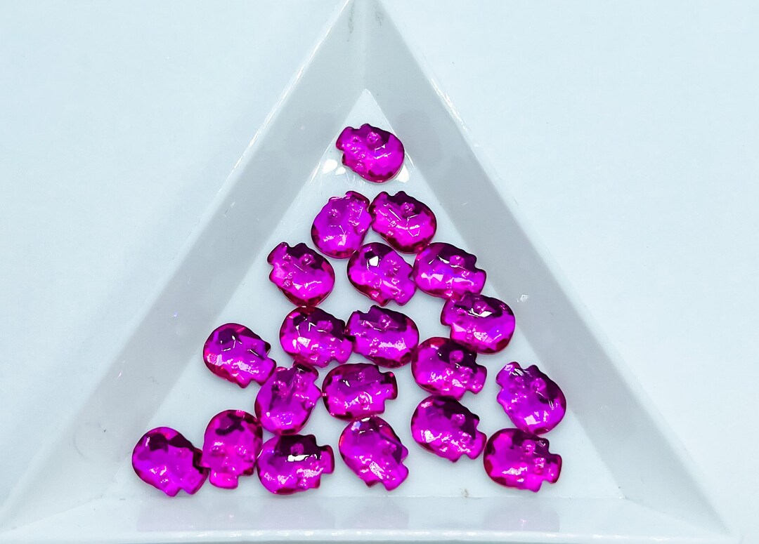6x8mm Hot Pink Skull Shape Shaped Flatback Flat Back Color Changing ...