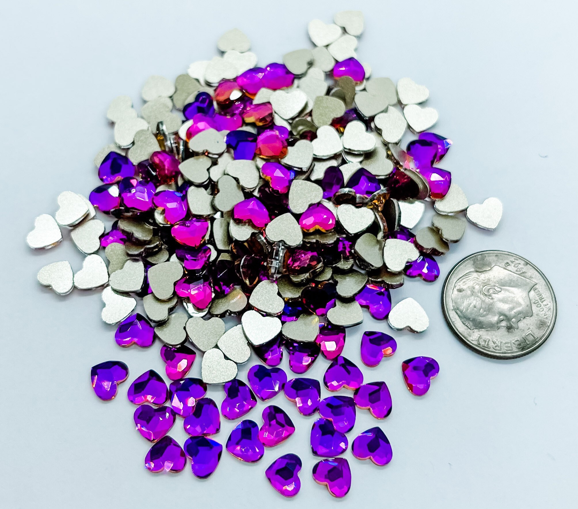 6MM Purple Flare Heart Shape Shaped Flatback Flat Back | Etsy