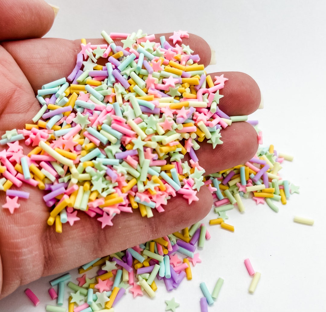 Pastel Sprinkles With Stars Sprinkle Slime Polymer Clay Slice for ...