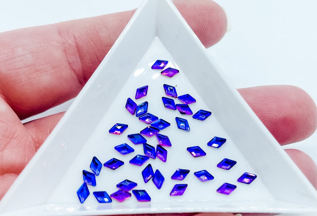 3x5mm Purple Blue Magic Rhombus Diamond Shape Shaped Flatback Flat Back ...