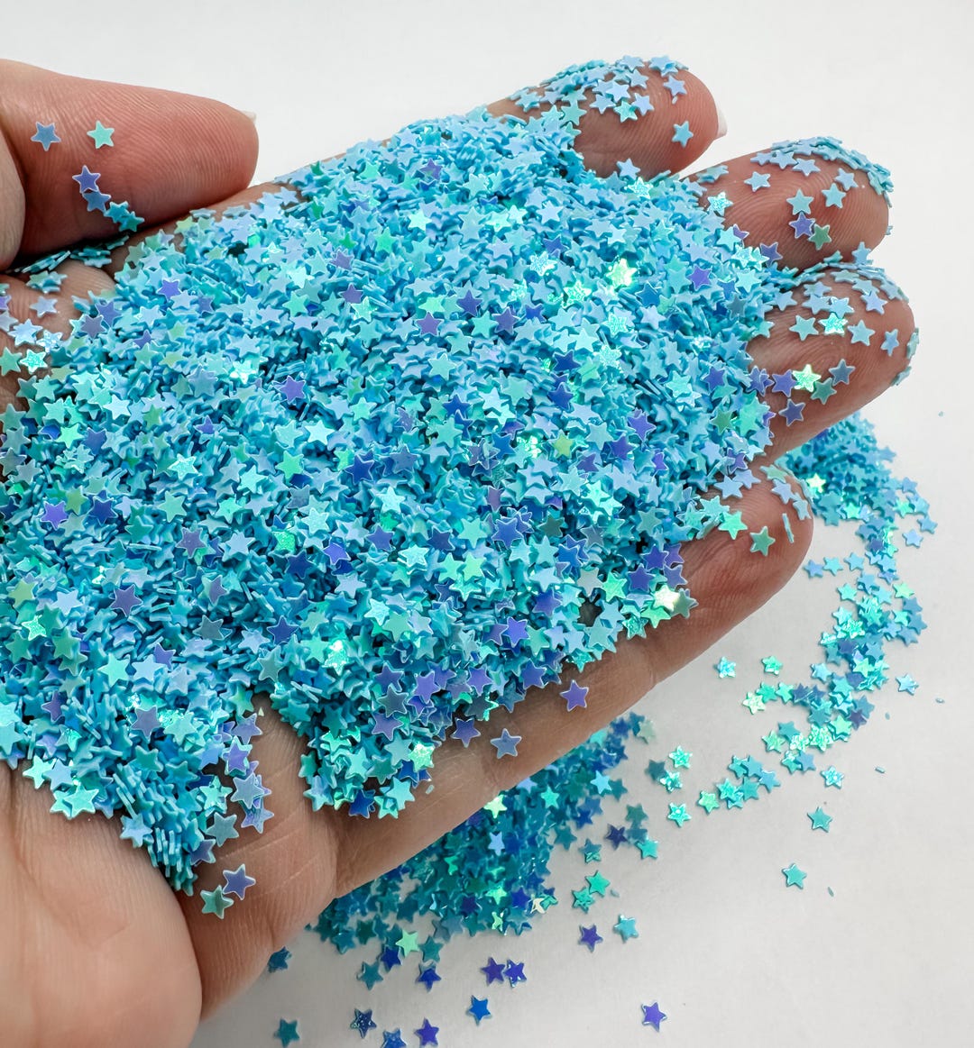 Mini Blue Iridescent Star Stars Fun Party Confetti Chunky Poly Glitter ...
