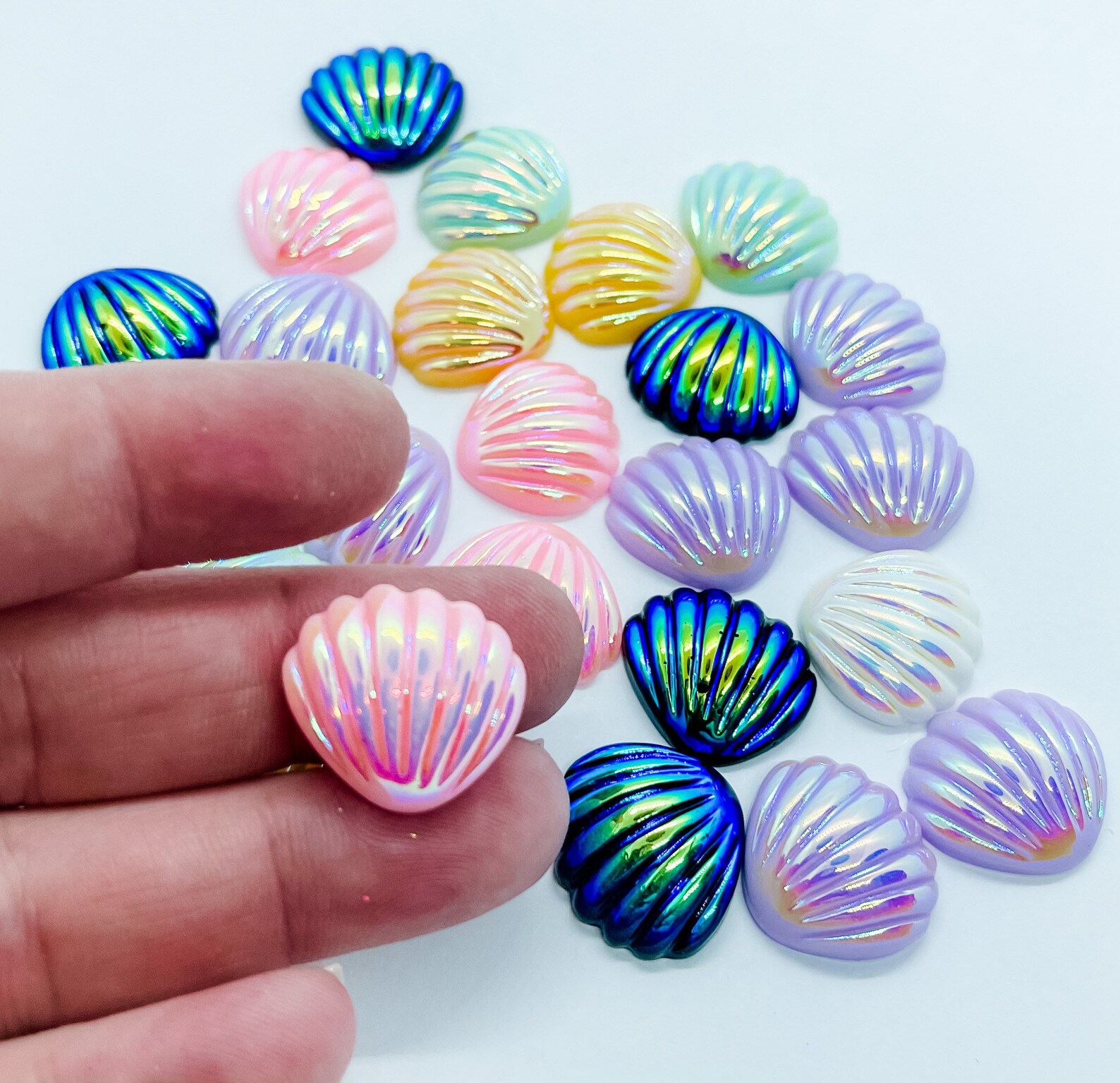 20pcs Mixed Colors Iridescent Sea Shell Seashell Cabochon - Etsy