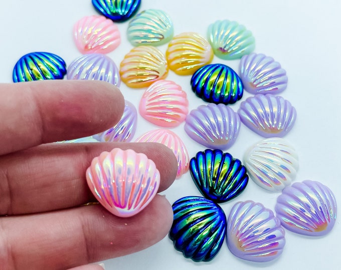20pcs Mixed Colors Iridescent Sea Shell Seashell Cabochon - Etsy