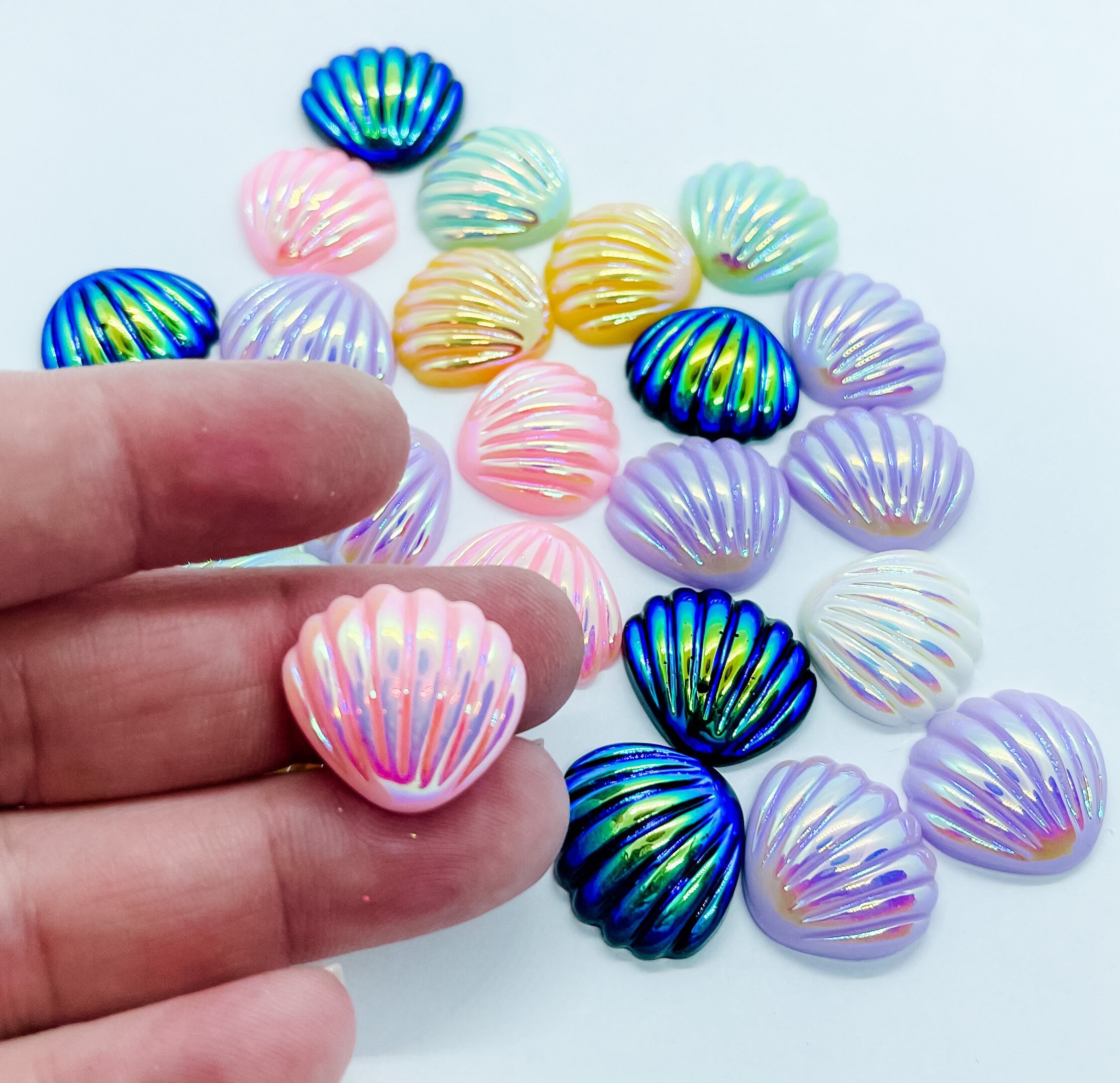 20pcs Mixed Colors Iridescent Sea Shell Seashell Cabochon - Etsy