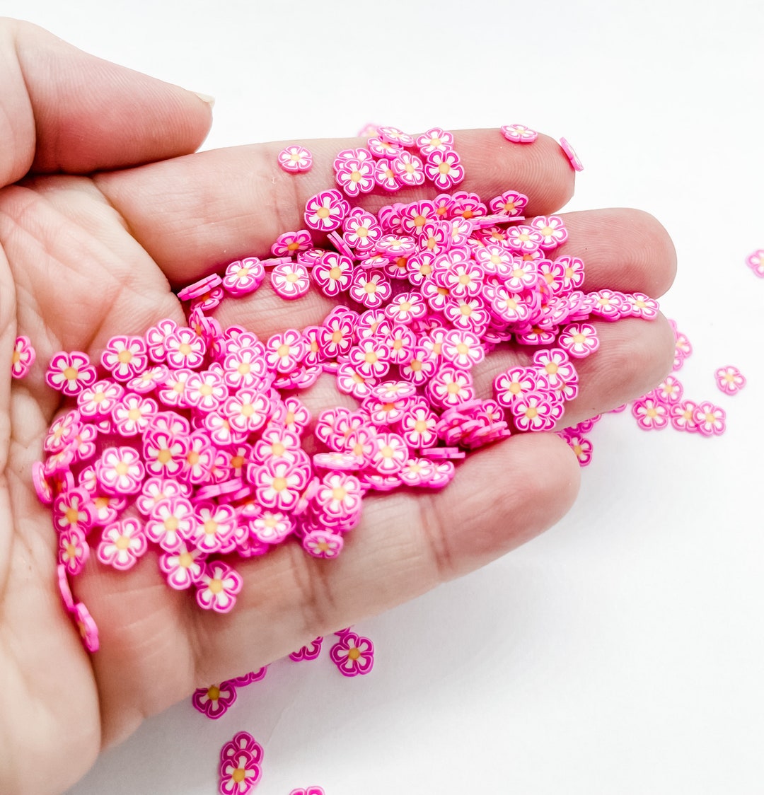 Yellow Pink Daisy Flower Flowers Slime Polymer Clay Slice Slices Fake ...