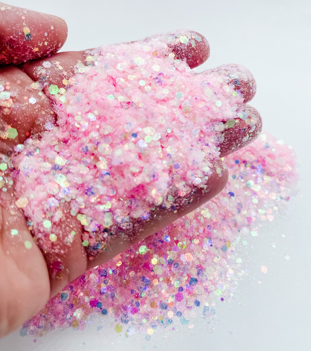 Frosted Pink Light Pastel Pale Chunky Poly Glitter Mix for Glitter ...