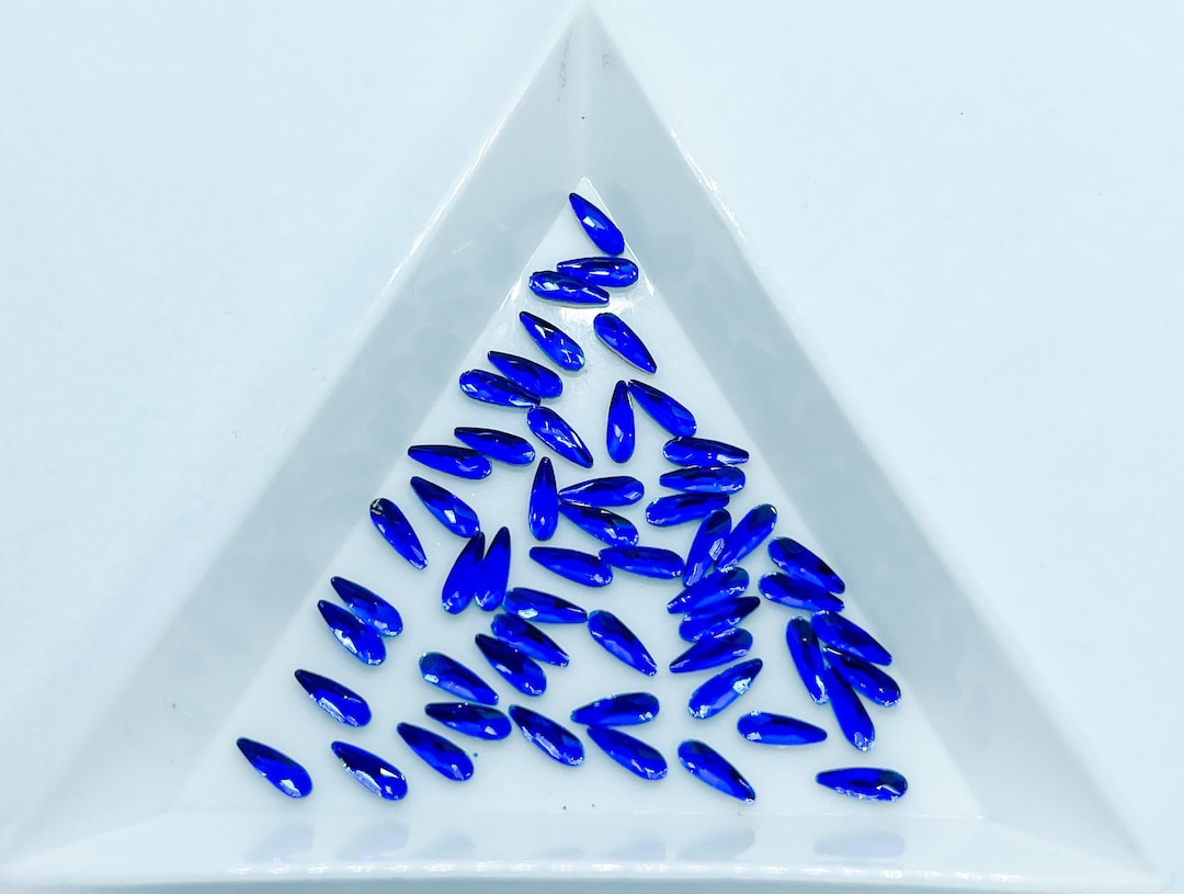 2x6mm Cobalt Blue Small Drop Shape Shaped Flatback Flat Back Rhinestone ...