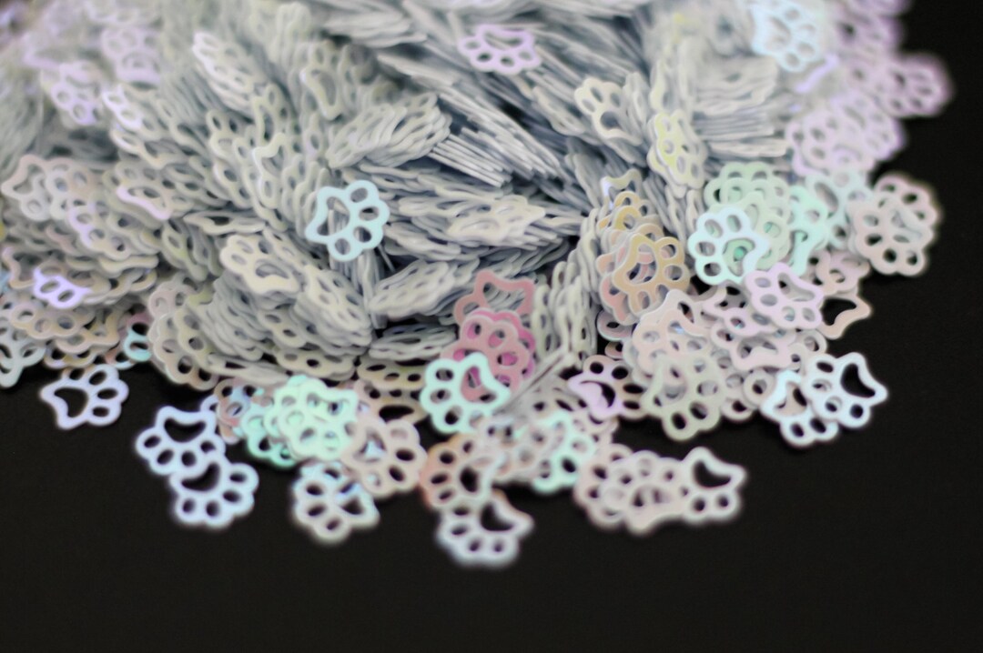 White Dog Paw Glitter Confetti Epoxy Tumblers, Birthday Party Decor ...