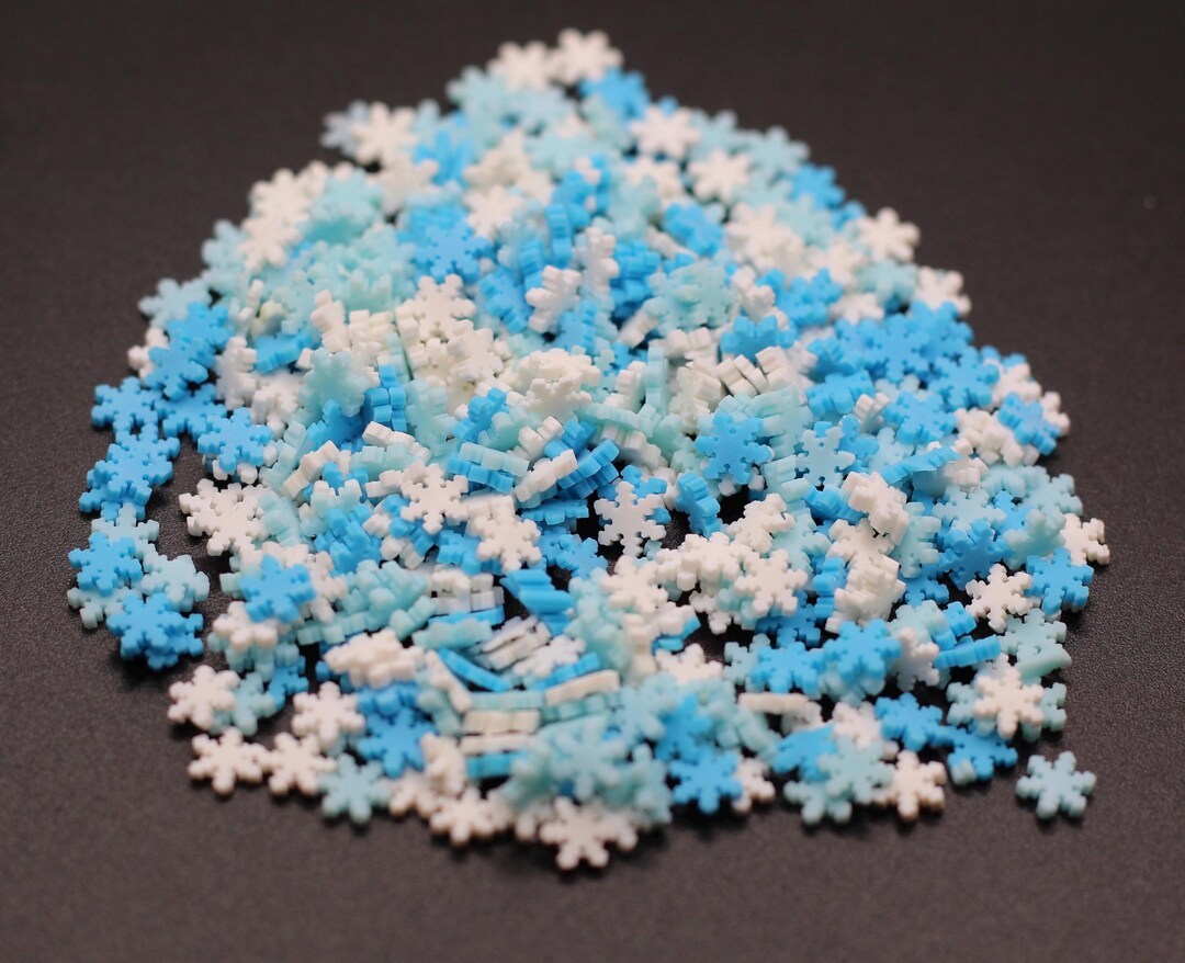 Blue White Snowflake Mix Polymer Clay Slice 5MM Snowglobe Tumblers ...
