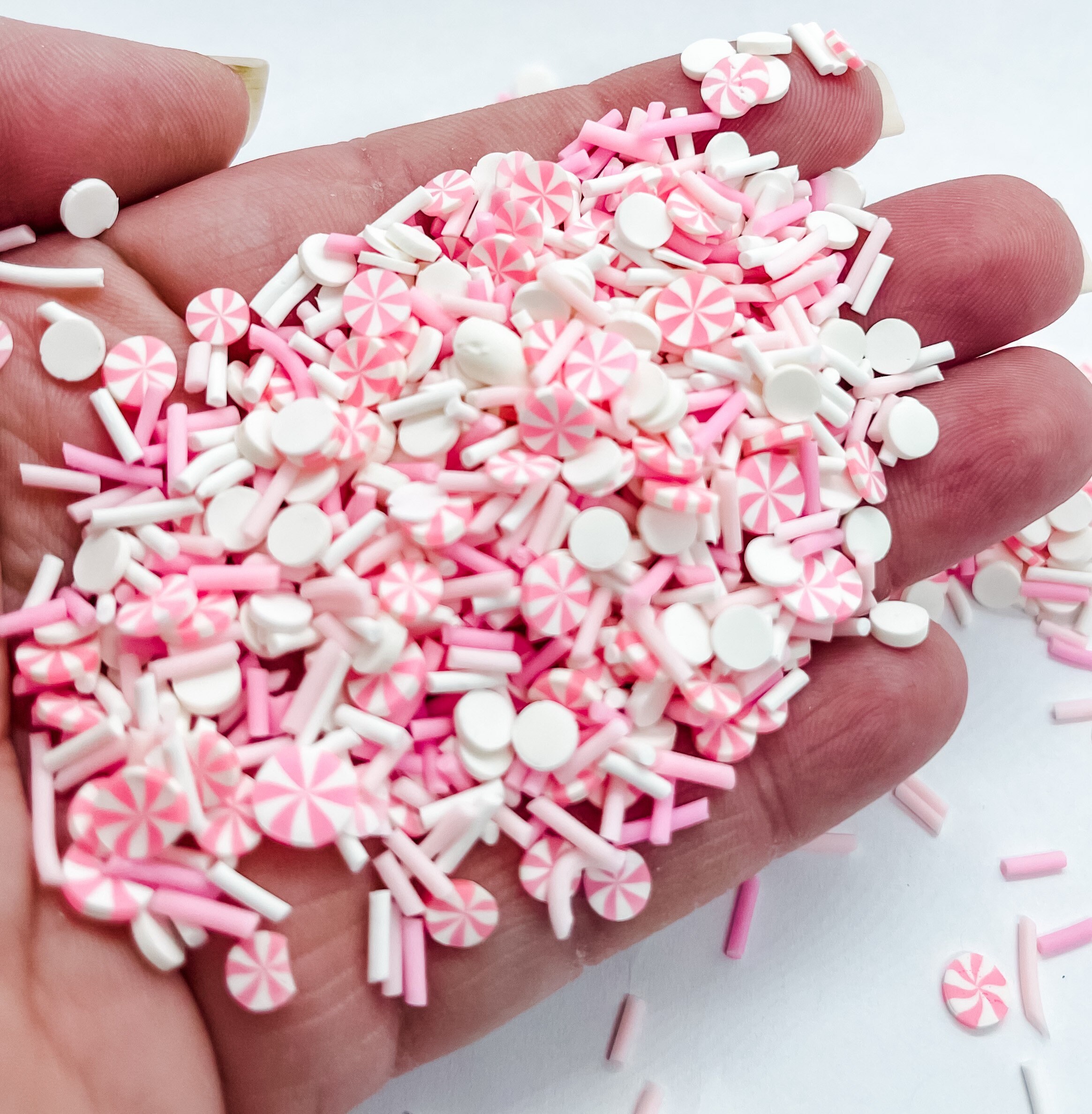 Pink White Pinwheel & Sprinkles Stripe Valentines Day Polymer - Etsy