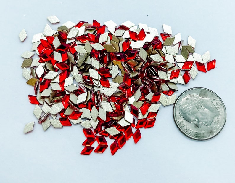 3x5mm Siam Red Rhombus Shape Shaped Flatback Flat Back Rhinestone ...
