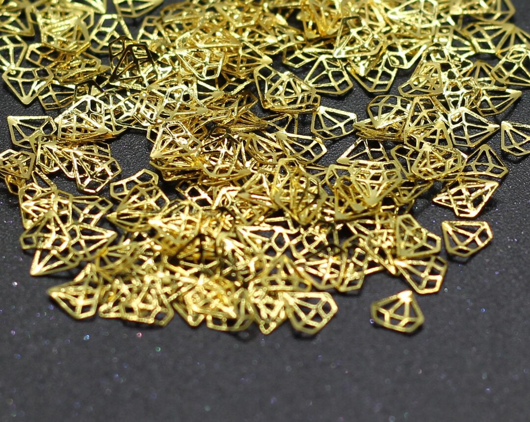 30pc Gold Open Diamond Shaped Nail Art, Embellishment, Cabochon, Gem ...
