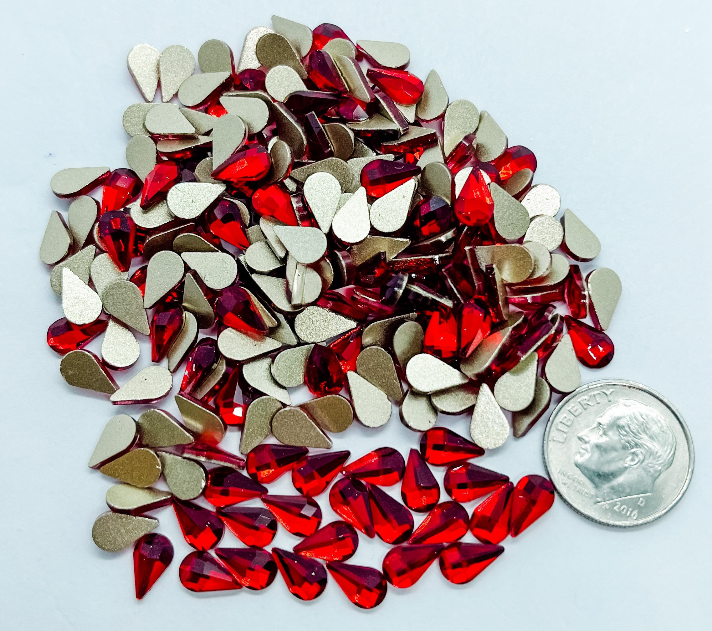 5X8MM Siam Red Faceted Teardrop Drop Shape Shaped Flatback Flat Back ...