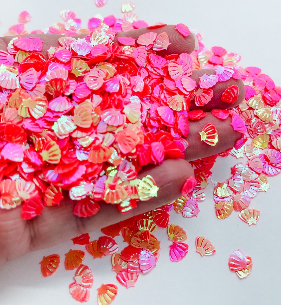 Orange Red Golden Iridescent Mermaid Scale Sea Shell Oyster Fun Party ...