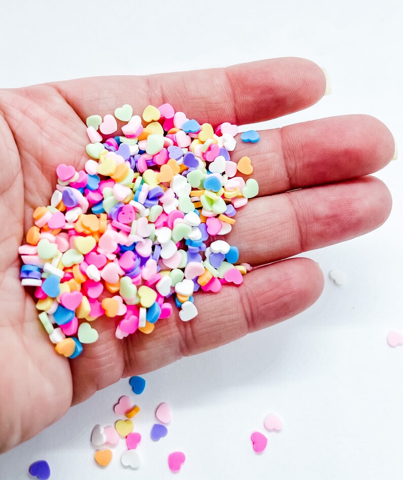 Colorful Heart Hearts Sprinkle Slime Polymer Clay Slice Slices | Etsy