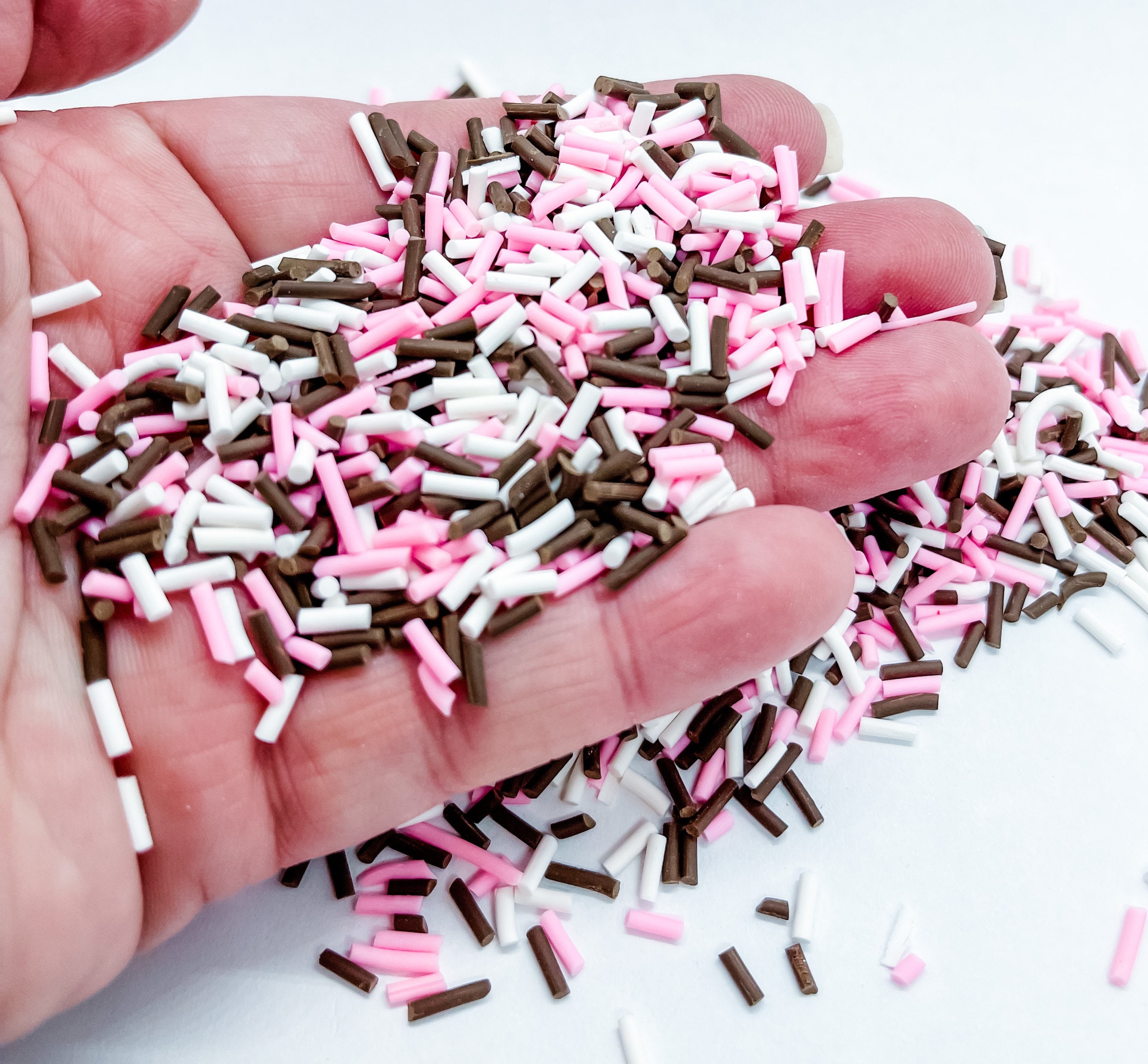 Neopolitan Pink White Brown Sprinkles Love Slime Polymer Clay Slice ...