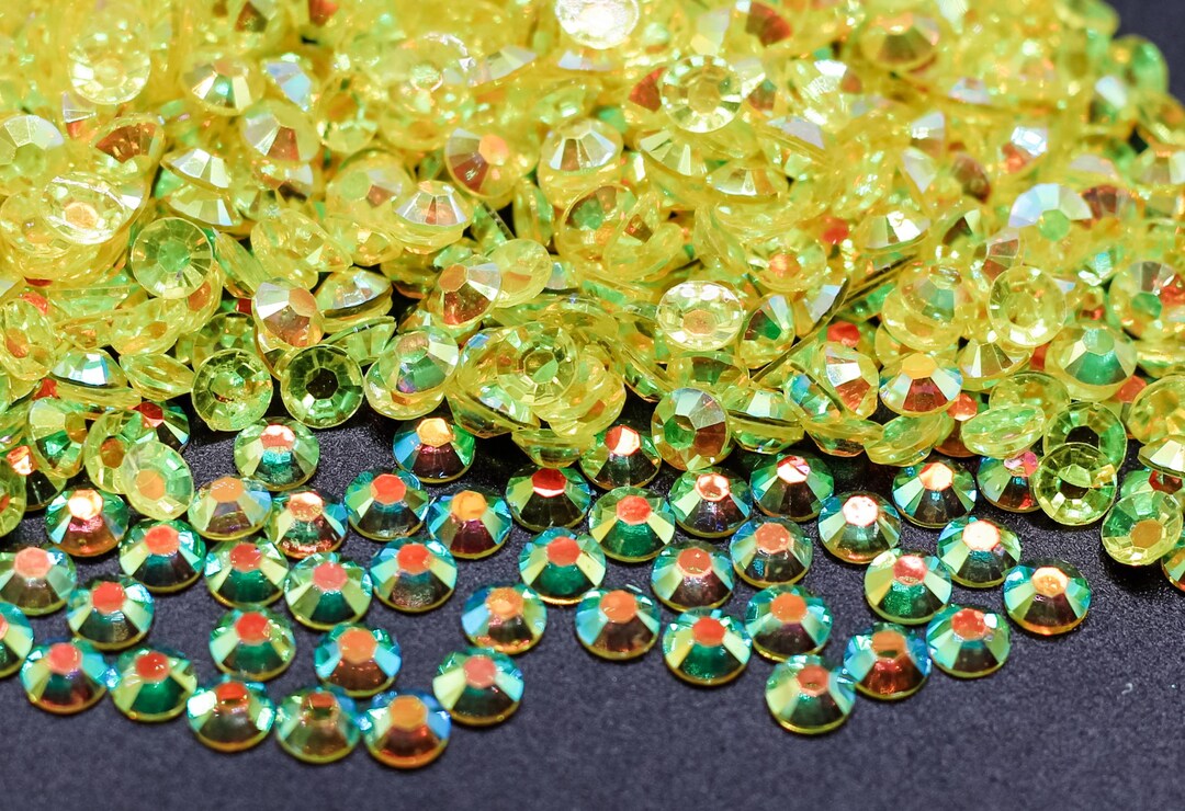 Translucent Yellow AB Jelly Rhinestone Resin Flatback Flat Back 3MM 4MM ...