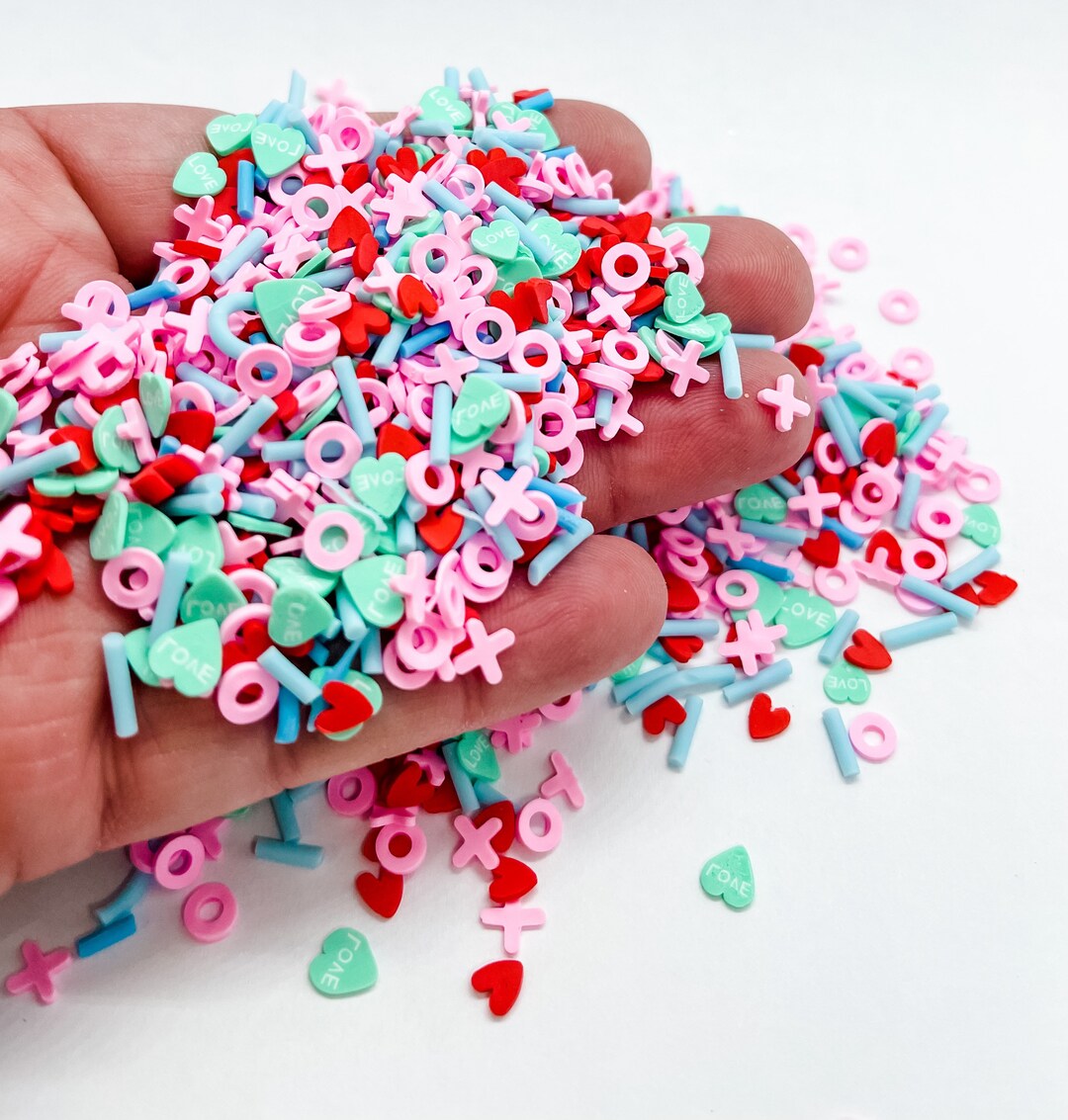 Mixed XOXO Love Conversation Hearts Valentines Day Slime Polymer Clay ...