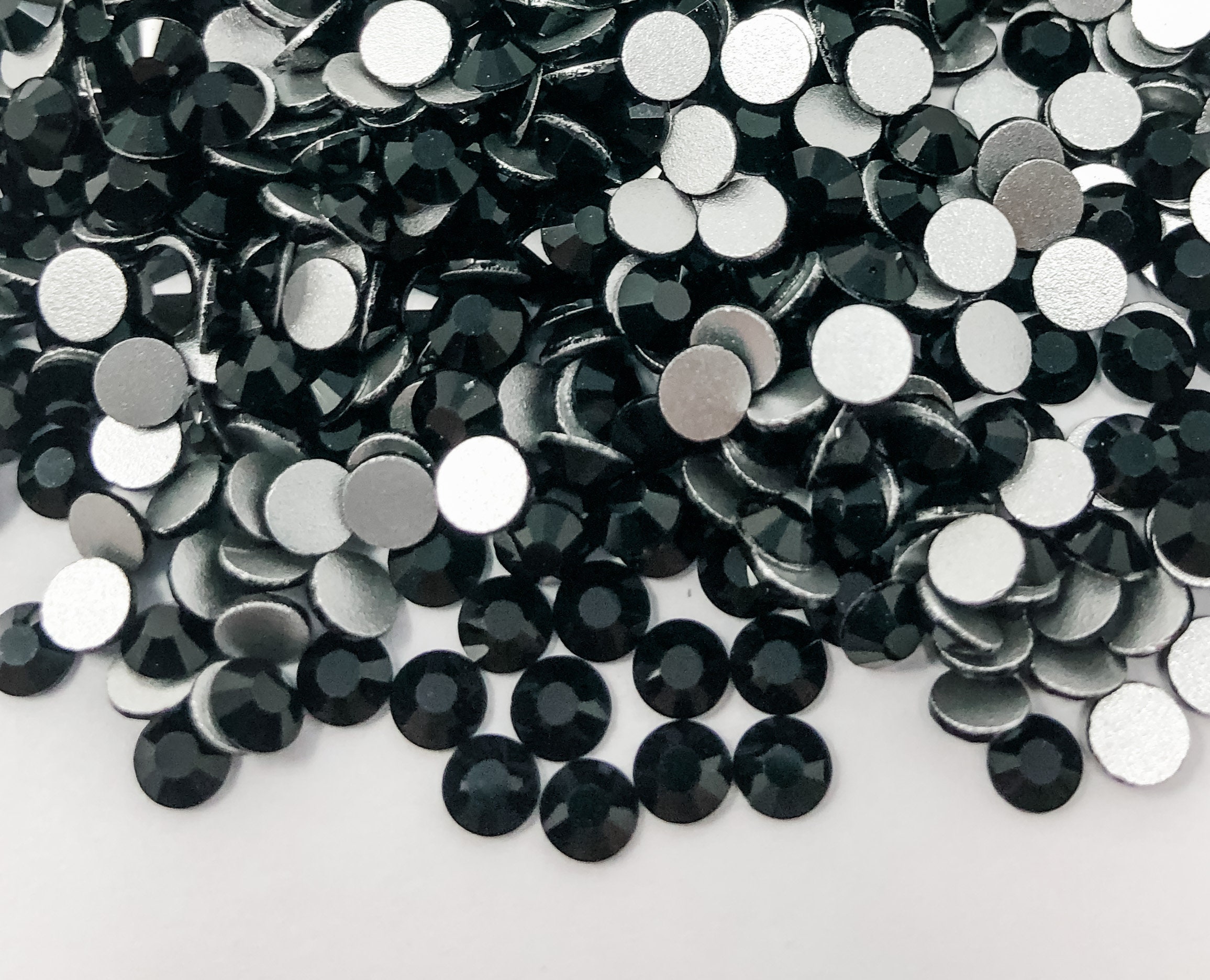 Jet Black Flatback Flat Back Rhinestone Rhinestones SS3 SS6 - Etsy
