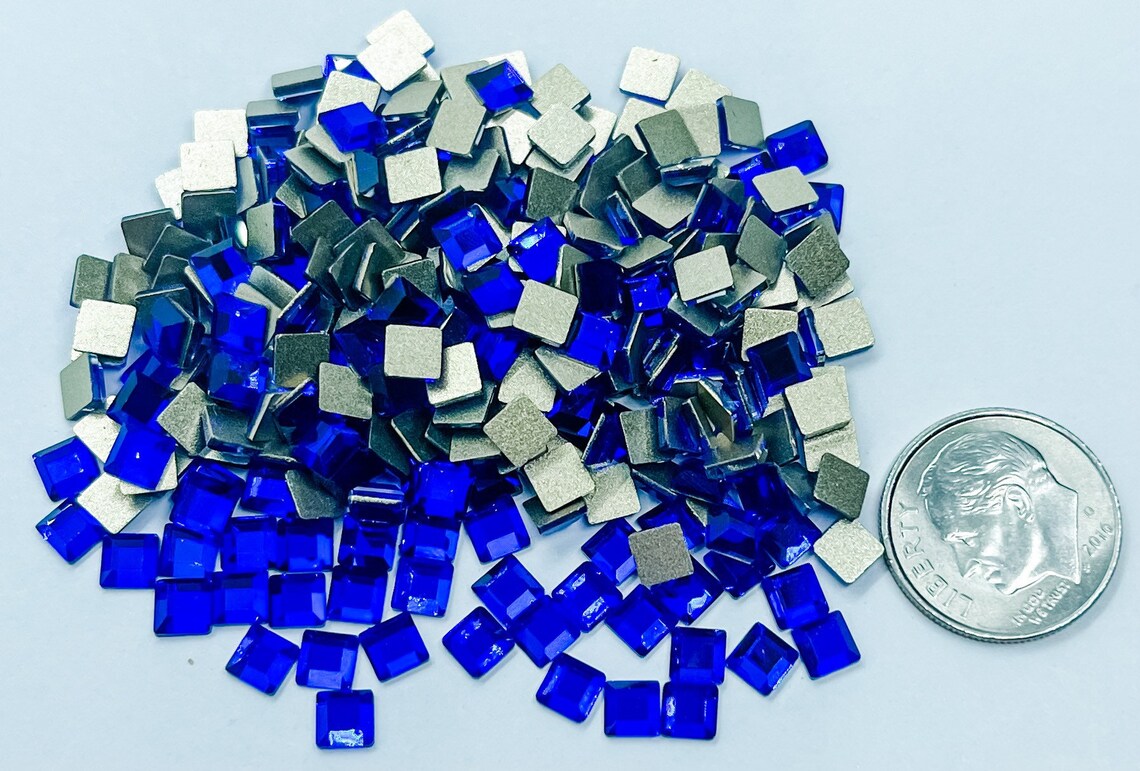 4MM Cobalt Blue Square Shape Shaped Flatback Flat Back - Etsy