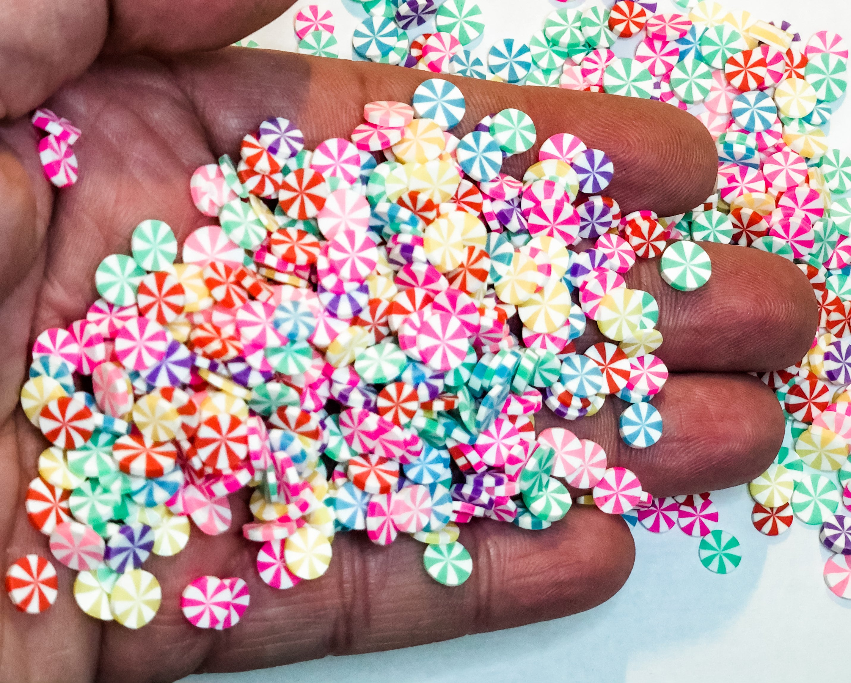 Colorful Candy Pinwheel Stripe Polymer Clay Slice Slices Fake - Etsy