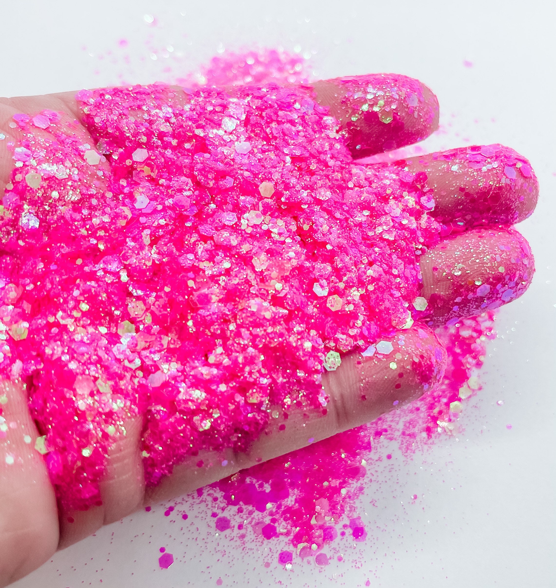 Savage Neons Pink Fluorescent Translucent Chunky Poly Glitter Mix Epoxy ...