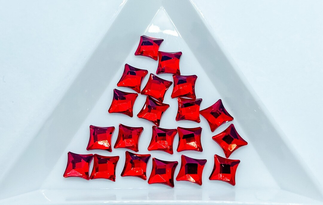 5MM Siam Red Square Twist Shape Shaped Flatback Flat Back Rhinestone ...