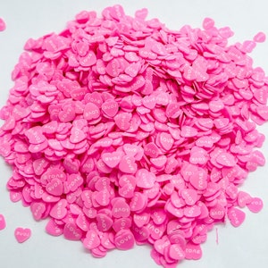 Pink Valentines Day Conversation Heart Hearts Slime Polymer Clay Slice ...