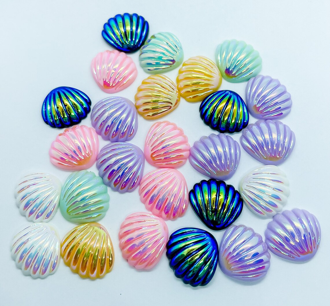 20pcs Mixed Colors Iridescent Sea Shell Seashell Cabochon - Etsy