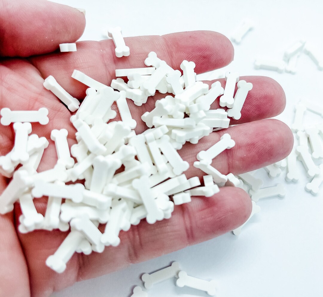 White Skeleton Dog Bone Bones Puppy Love Sprinkle Slime Polymer Clay ...