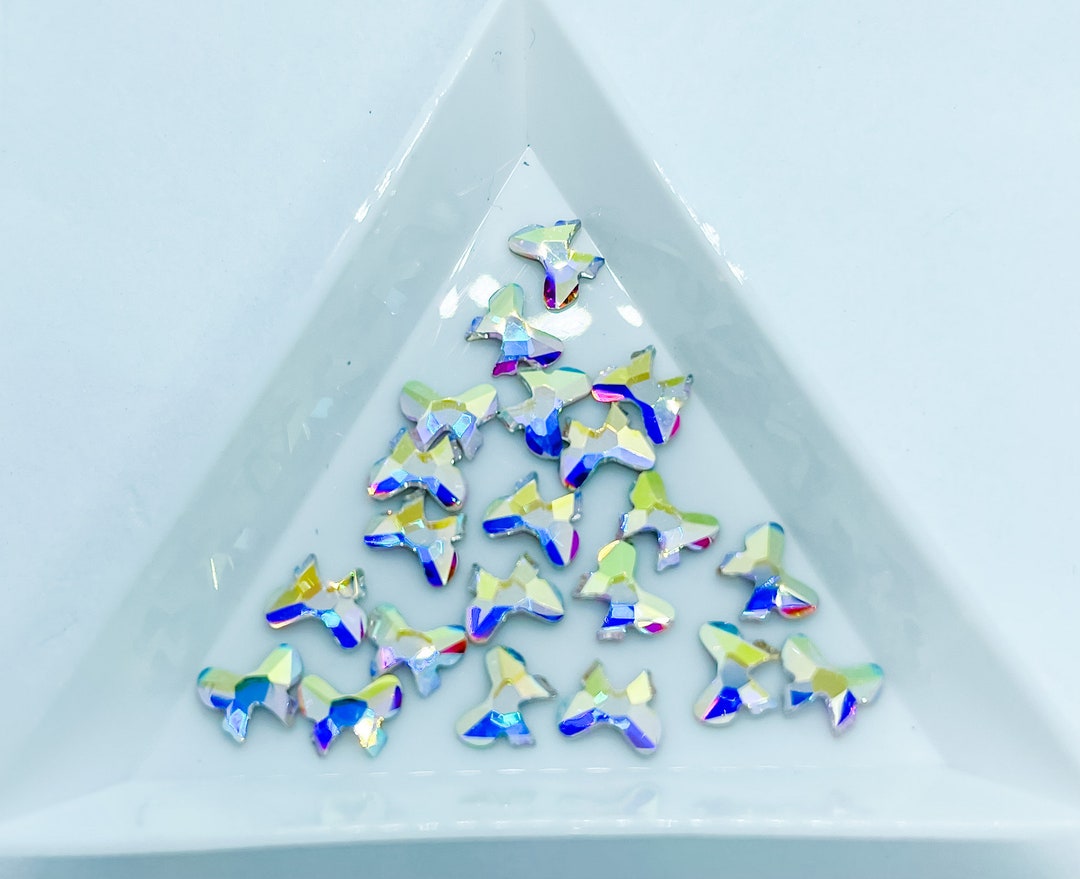 Crystal AB Aurora Borealis 5.5x7mm Bow Ribbon Shape Shaped Flatback ...