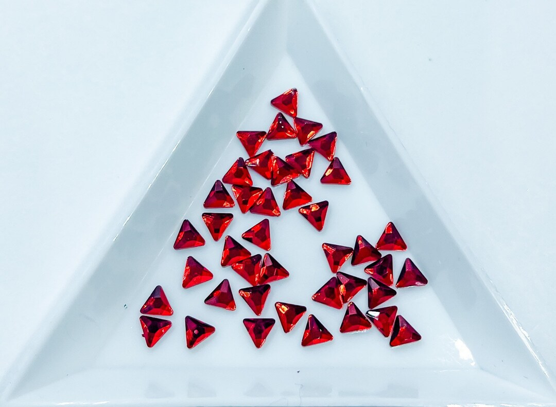 4MM Siam Red Triangle Shape Shaped Flatback Flat Back Rhinestone ...