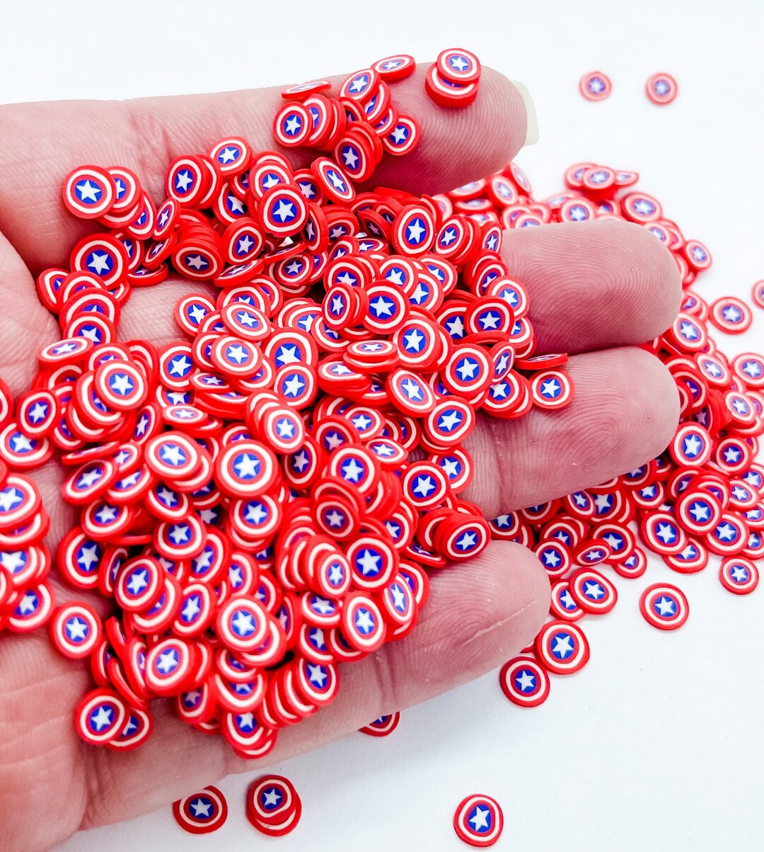 Red Star Circle Shield Sprinkle Slime Polymer Clay Slice for Snowglobe ...