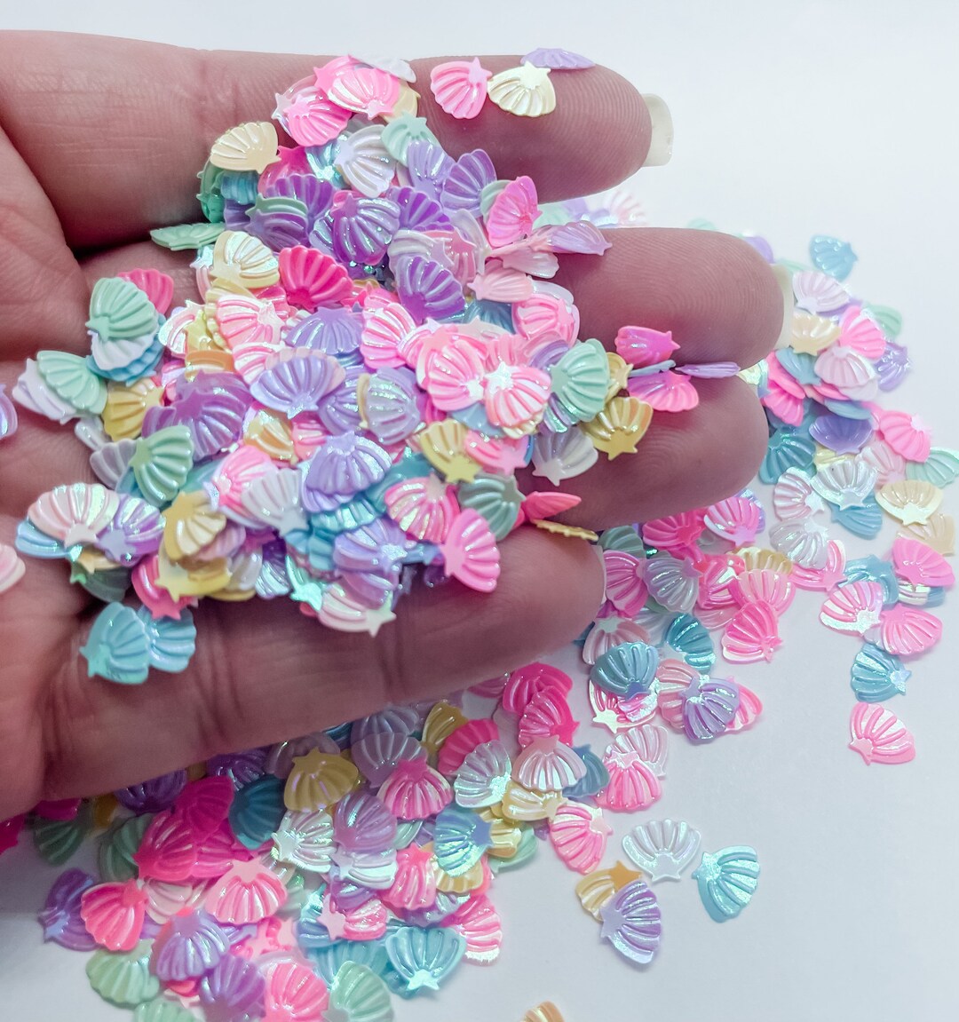 Mixed Pastel Colors Mermaid Scale Sea Shell Oyster Iridescent Fun Party ...