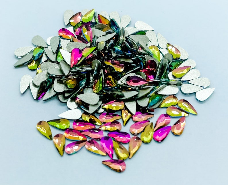 4x8mm Teardrop Tear Drop Rainbow Color Changing Shape Shaped Flatback ...