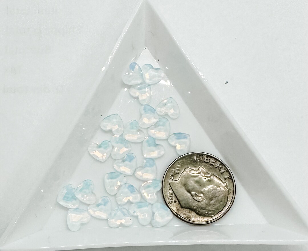 6MM Ghost Opal White Heart Shape Shaped Flatback Flat Back Rhinestone ...