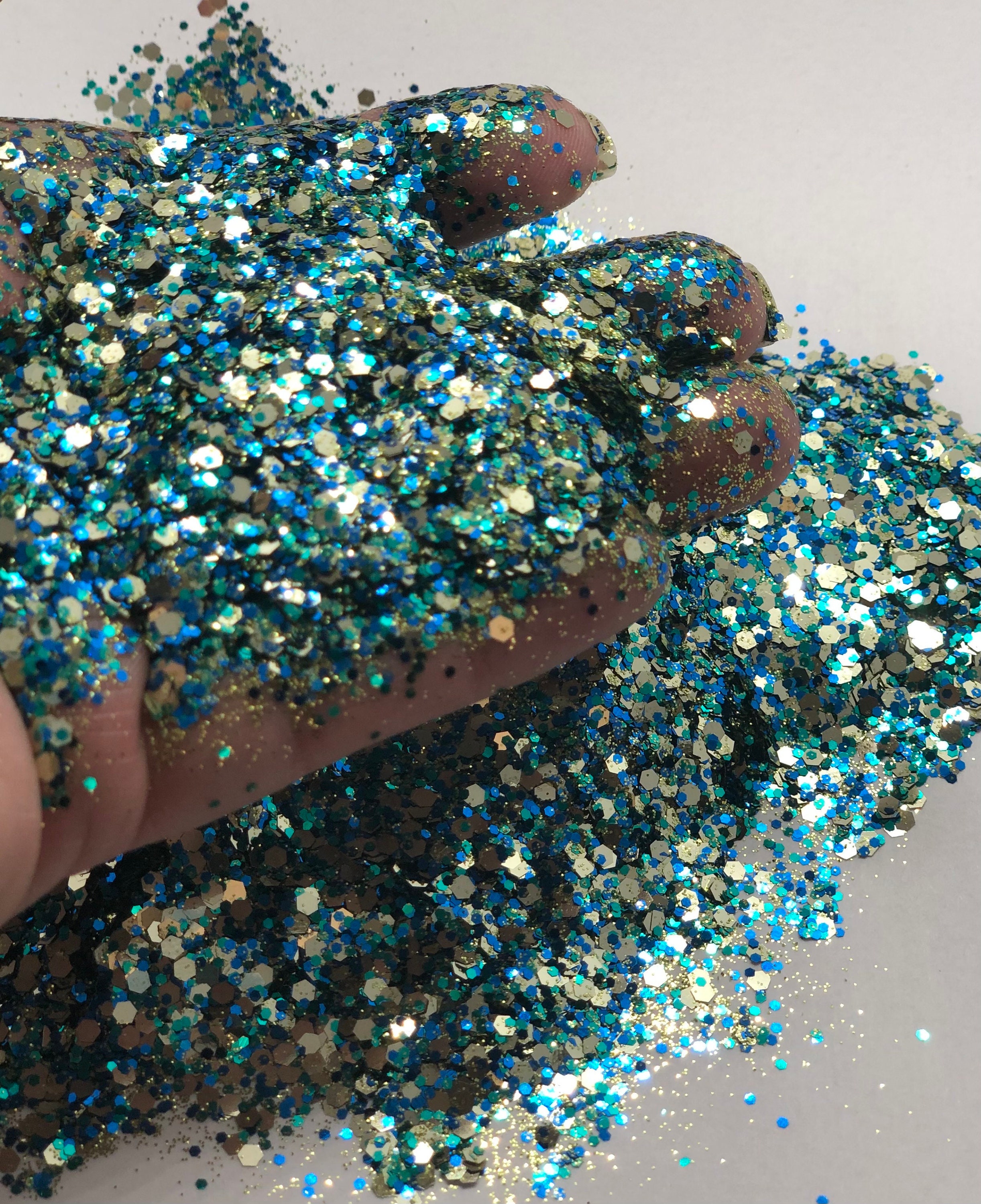 Bedazzled Blue Gold Aqua Chunky Poly Glitter Mix for Glitter - Etsy