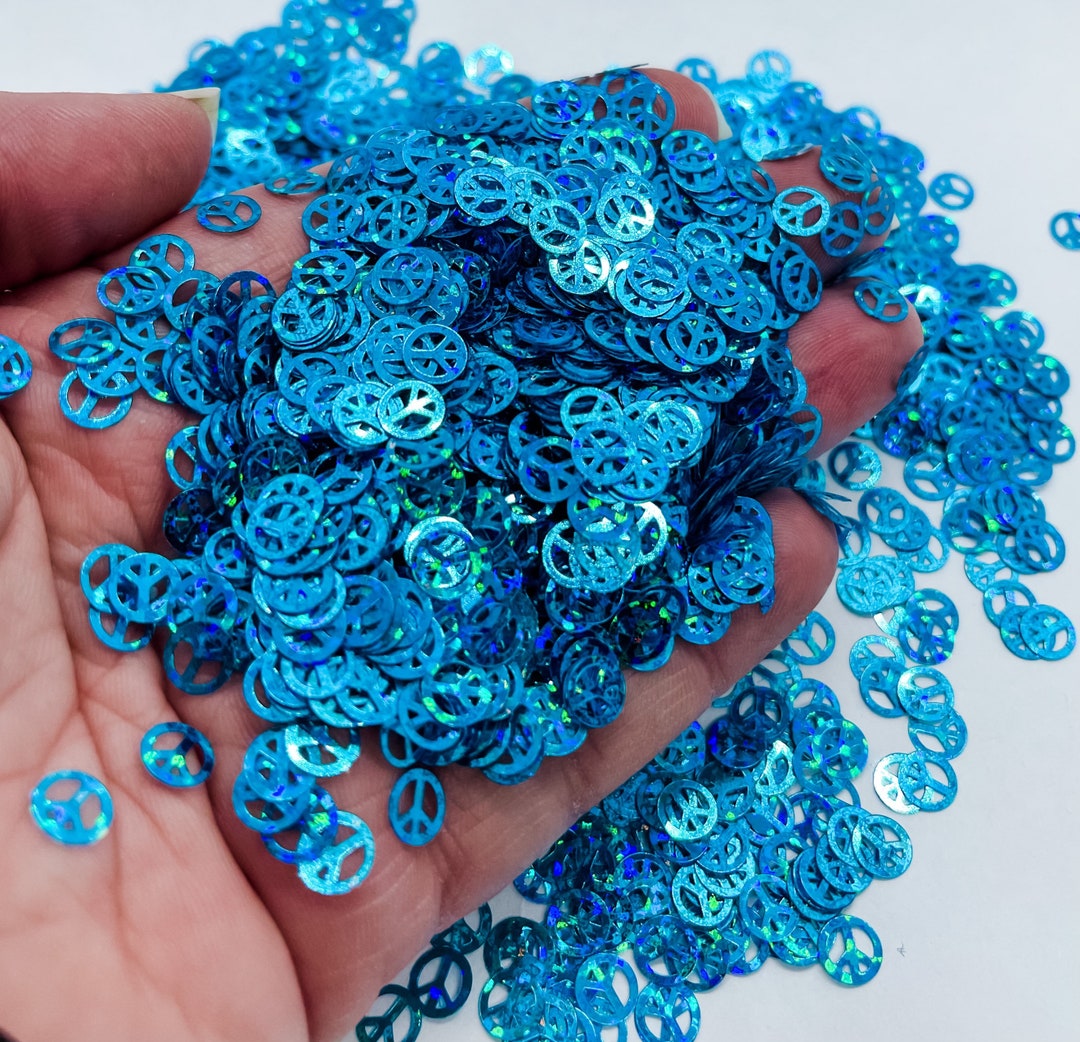 Aqua Blue Holographic Peace Sign Love Fun Party Confetti - Etsy