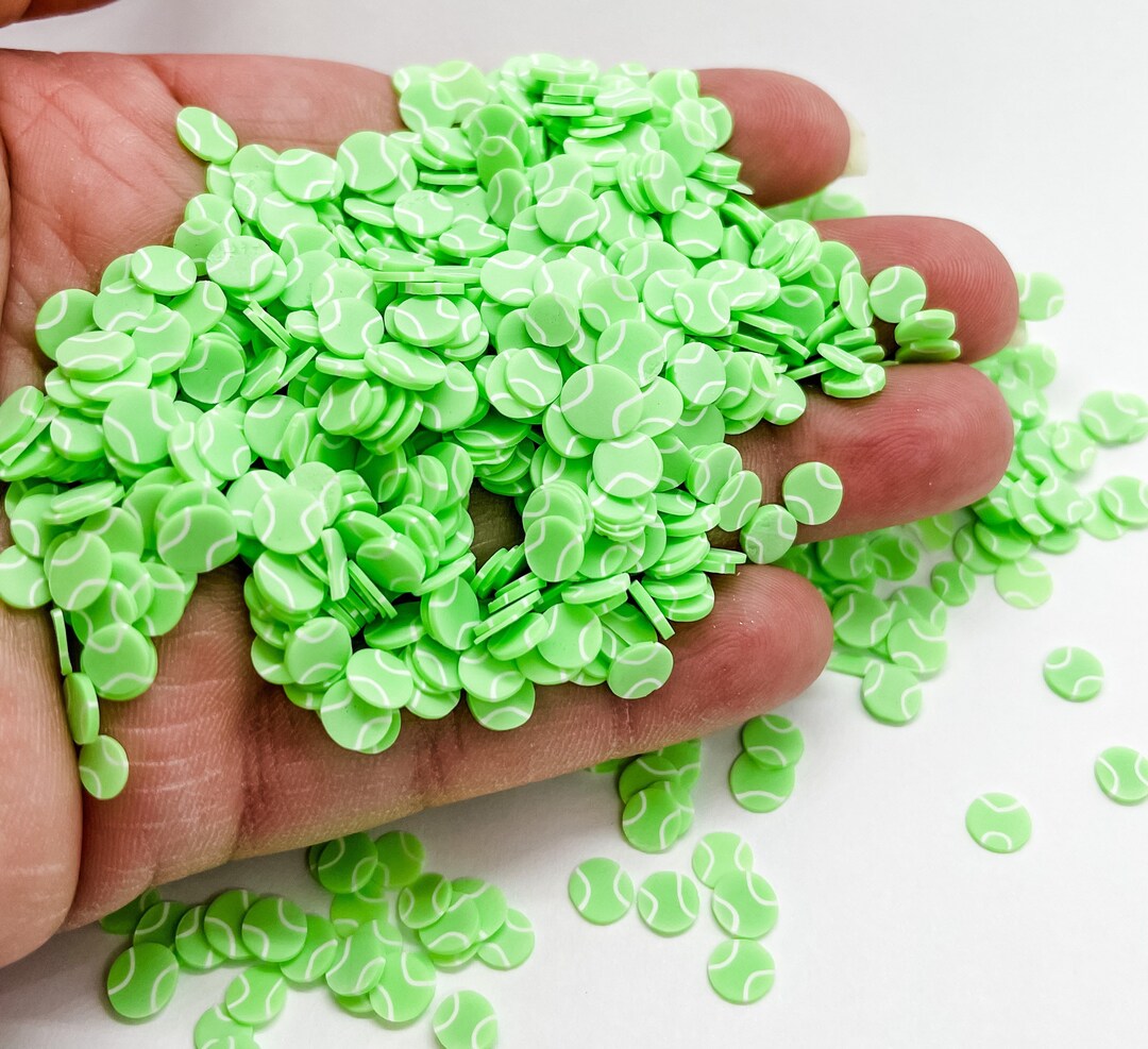 Green Tennis Ball Racket Sports Mom Love Slime Polymer Clay Slice for ...