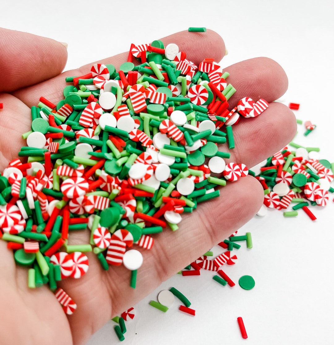 Christmas Red Green Pinwheel Candy Cane Sprinkle Slime Polymer Clay ...